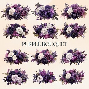 Flower Bouquet Purple Clipart, Transparent Pngs, Violet Roses Wedding ...
