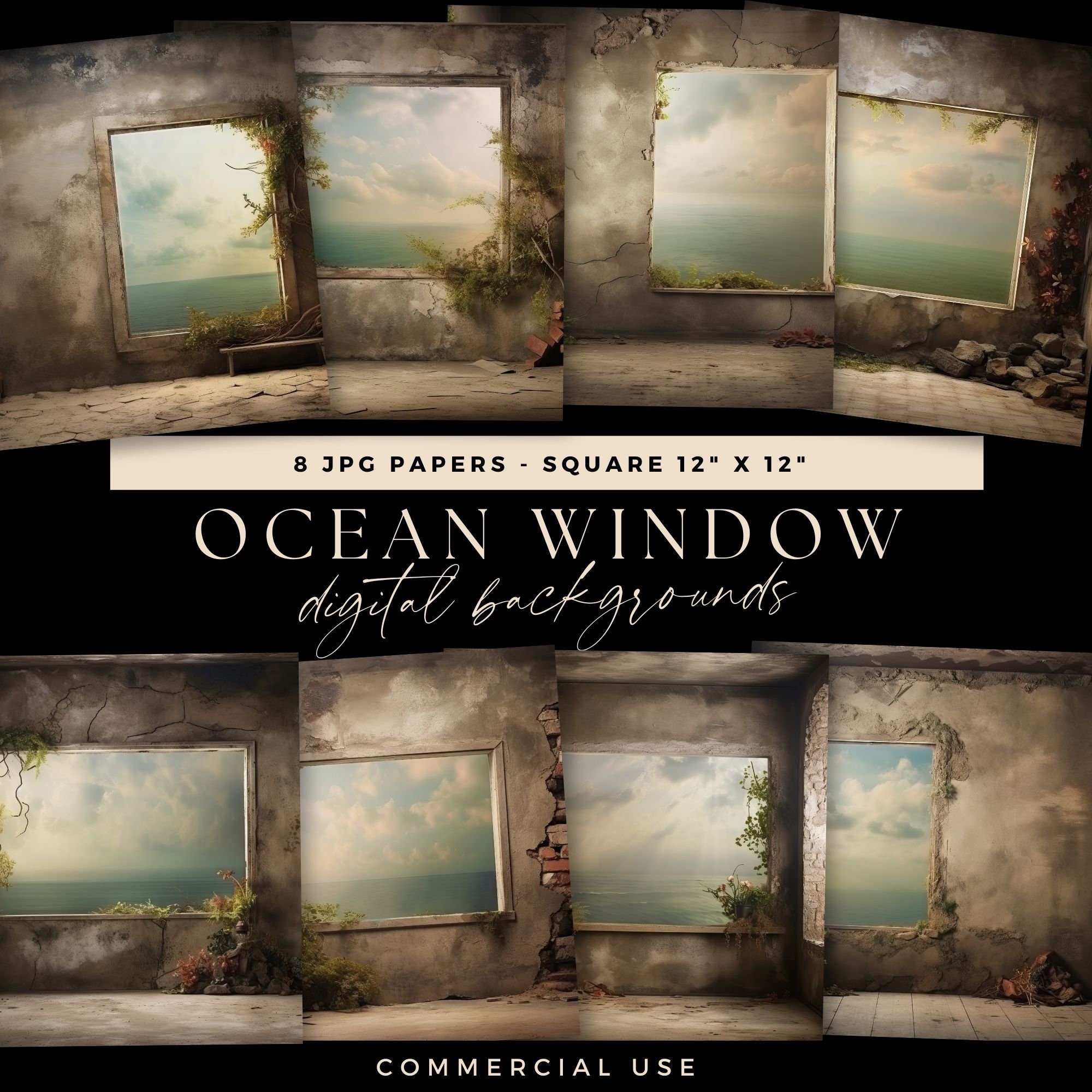 Ocean Theme Backdrop, Nautical Window Background, Coastal Photo Overlay ...