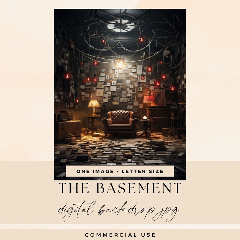 Basement Digital Backdrop, Escape Room Scene, Scrapbook, Grunge Dungeon Junk Journal, Invitation ...