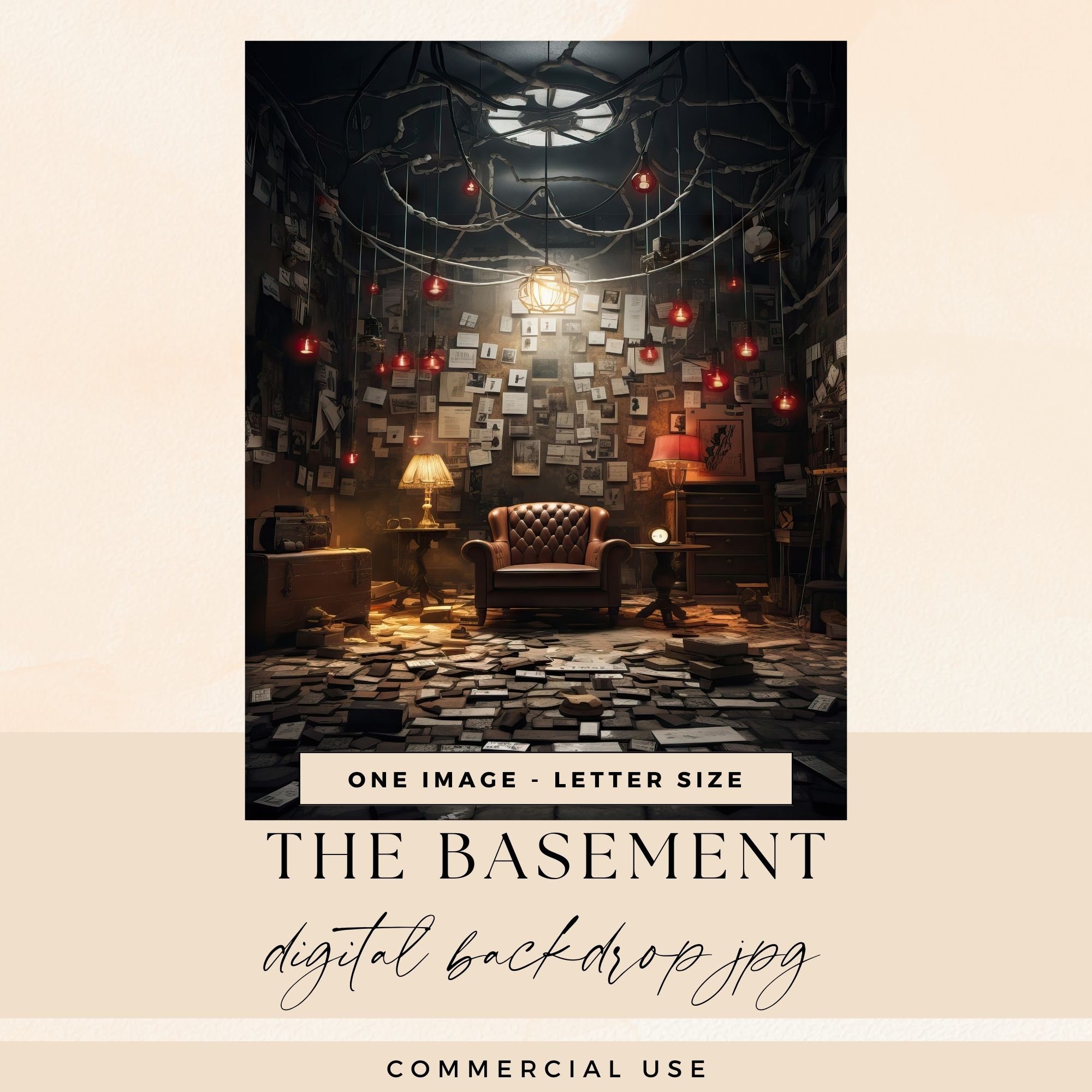 Basement Digital Backdrop, Escape Room Scene, Scrapbook, Grunge Dungeon ...