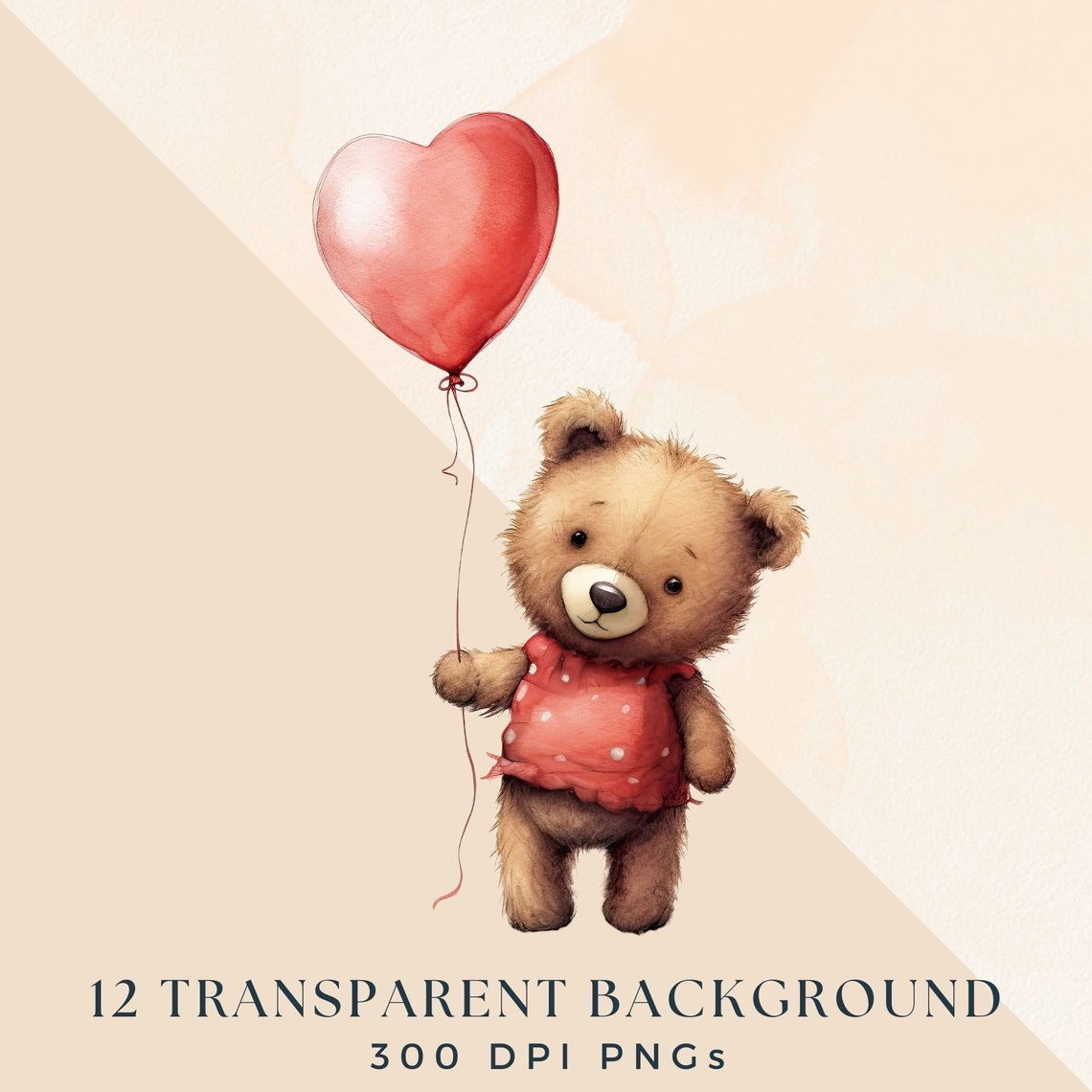 Valentine Bear Clipart Red Love Heart Balloon Clip Art - Etsy