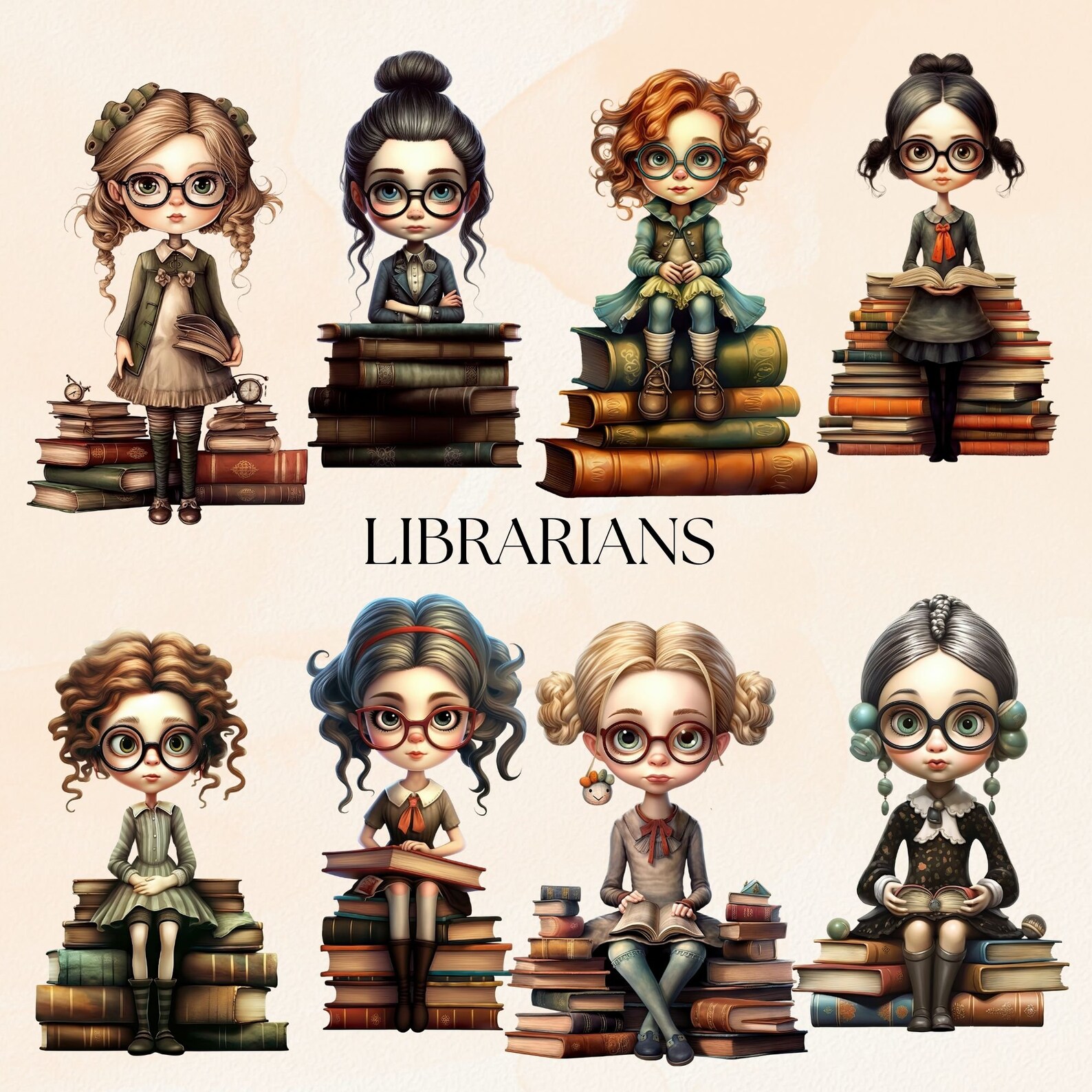 Library Girl Clipart, Librarian Book Pile Clip Art, Transparent PNG ...