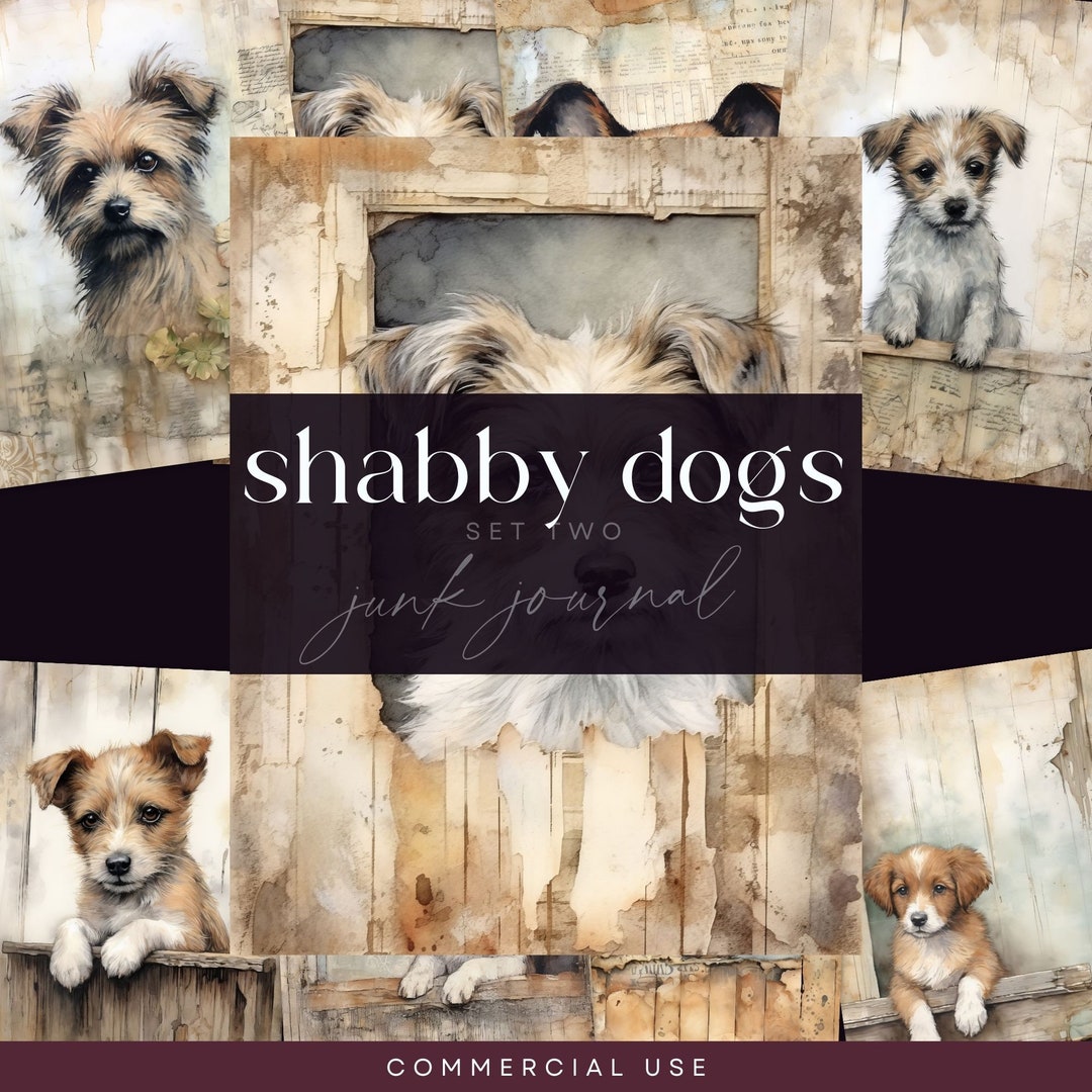 Shabby Puppy Junk Journal Kit, Puppy Scrapbooking Paper, Digital ...