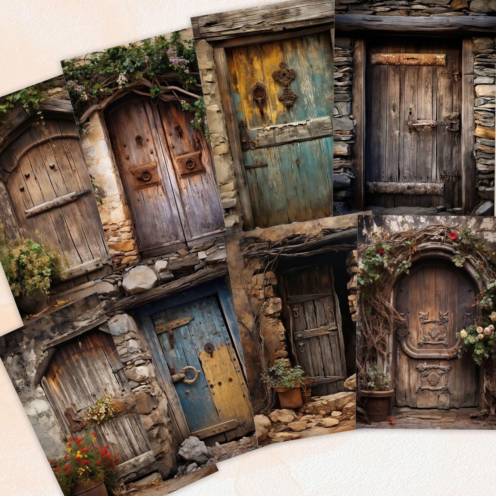 Rustic Vintage Doors Digital Papers, INSTANT DOWNLOAD, Letter Size ...