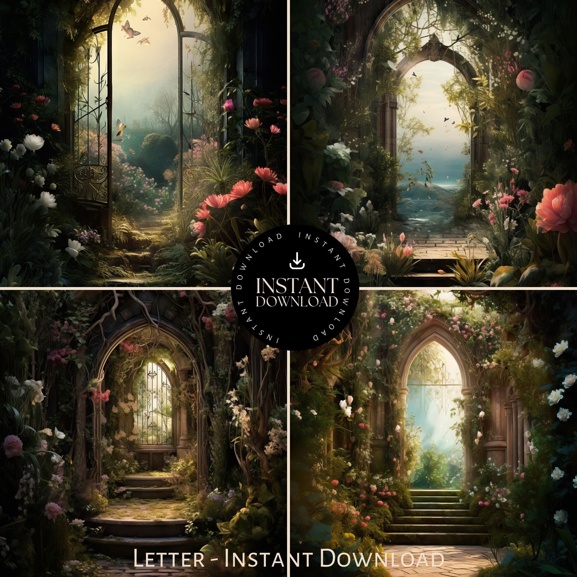 Secret Garden Backdrop, Magical Digital Papers, INSTANT DOWNLOAD ...