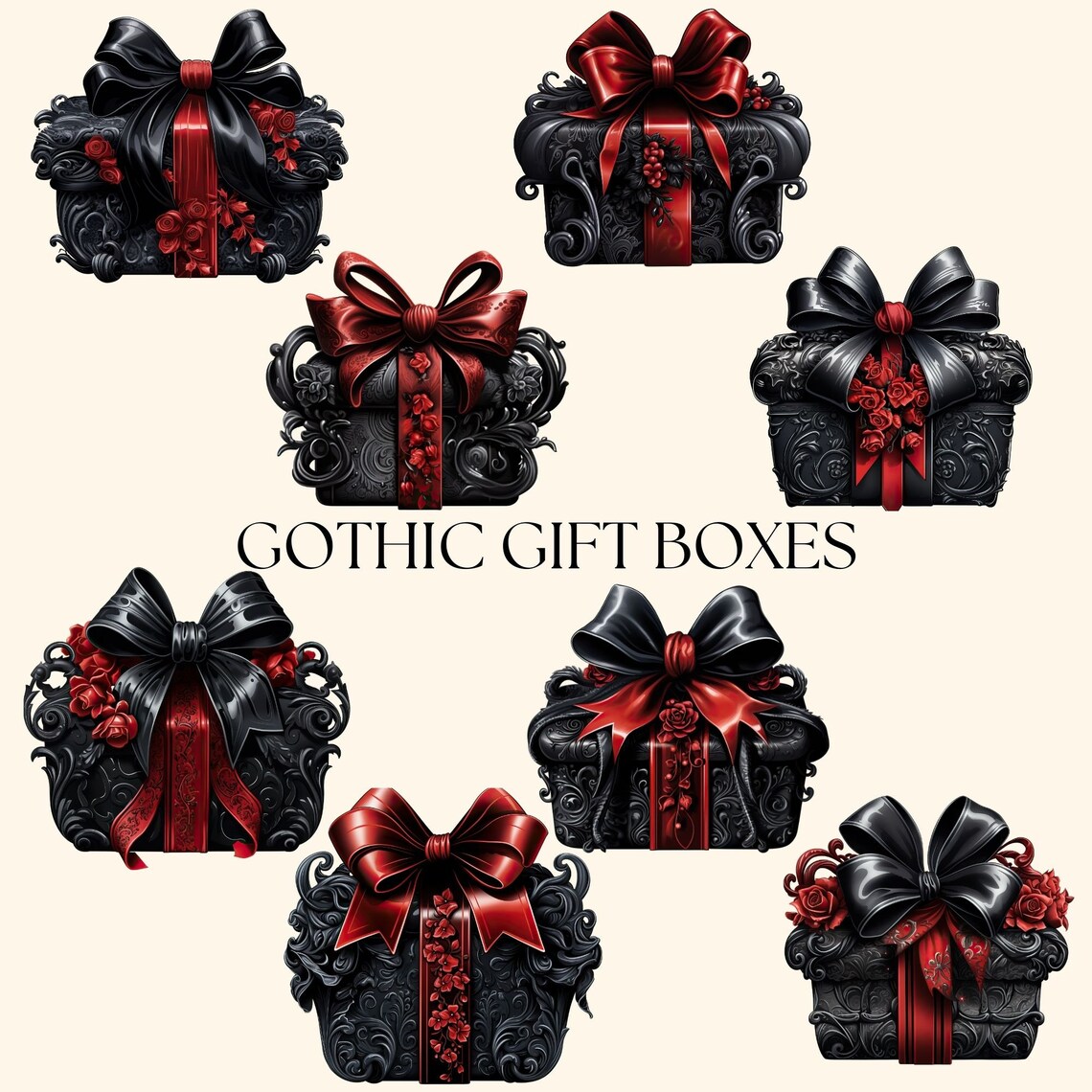 Gothic Gift Boxes Clipart, Presents Clip Art, Download PNG, Gift Box ...