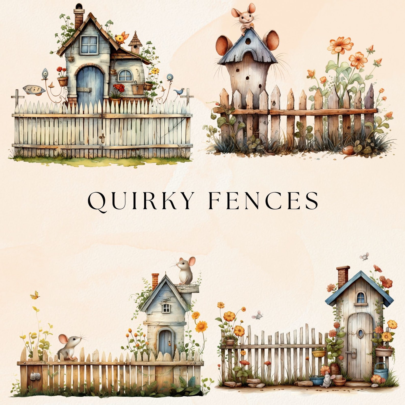 Spring Garden Fence Clipart, Transparent Pngs, Watercolor Cottage, Junk ...