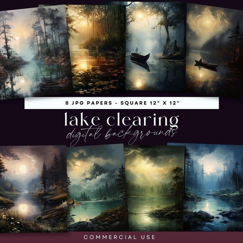Lake Clearing Digital Backdrop, Nature Scene Background, Artist ...