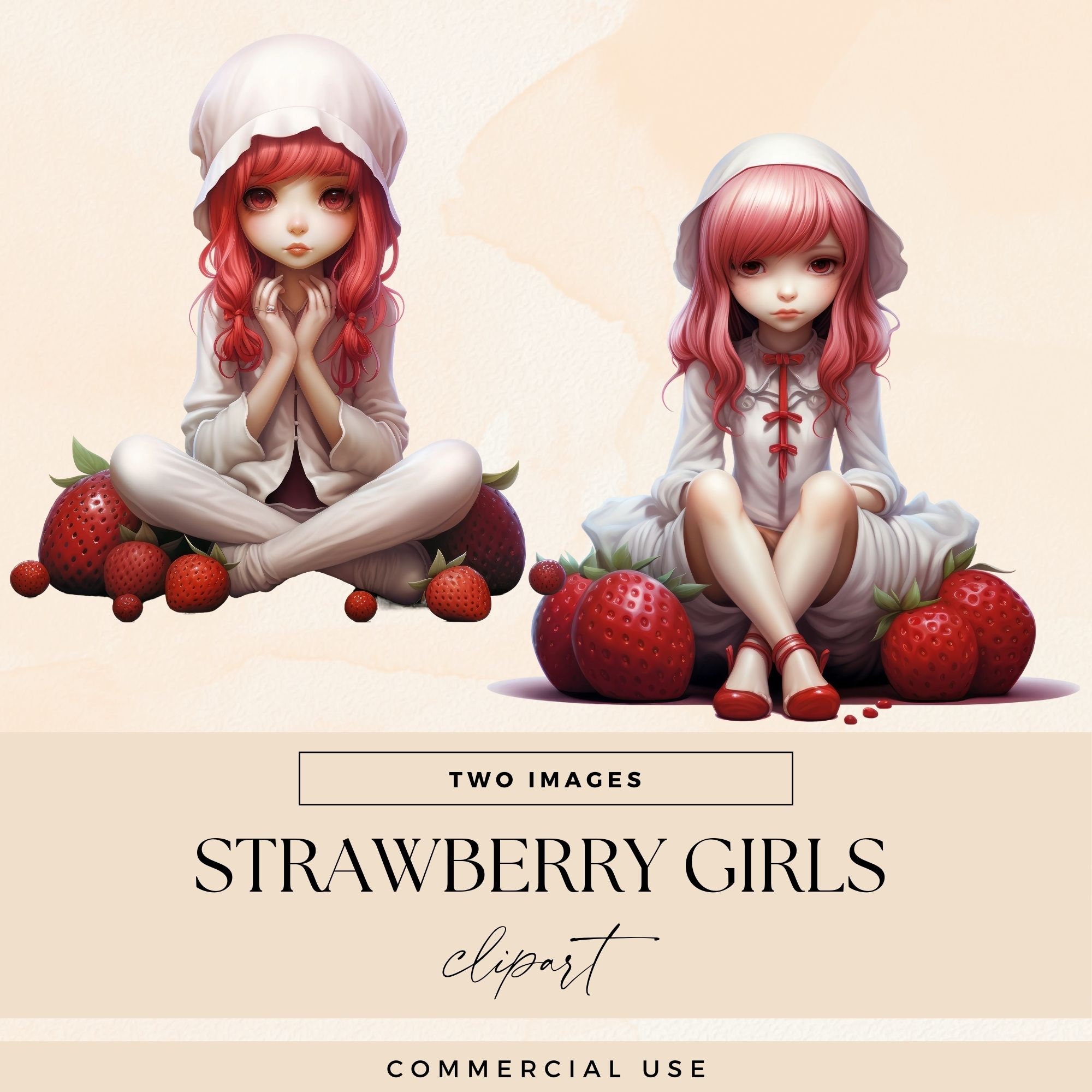 Cute Strawberry Girl Clipart, Transparent PNG, Fashion Girl, Botanical ...