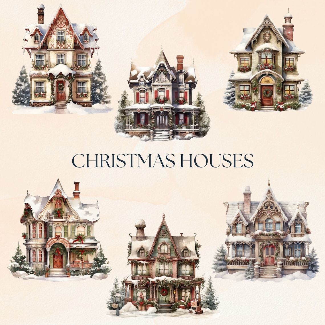 Christmas House PNG Clipart, Decorated Xmas Whimsical Houses, Victorian ...