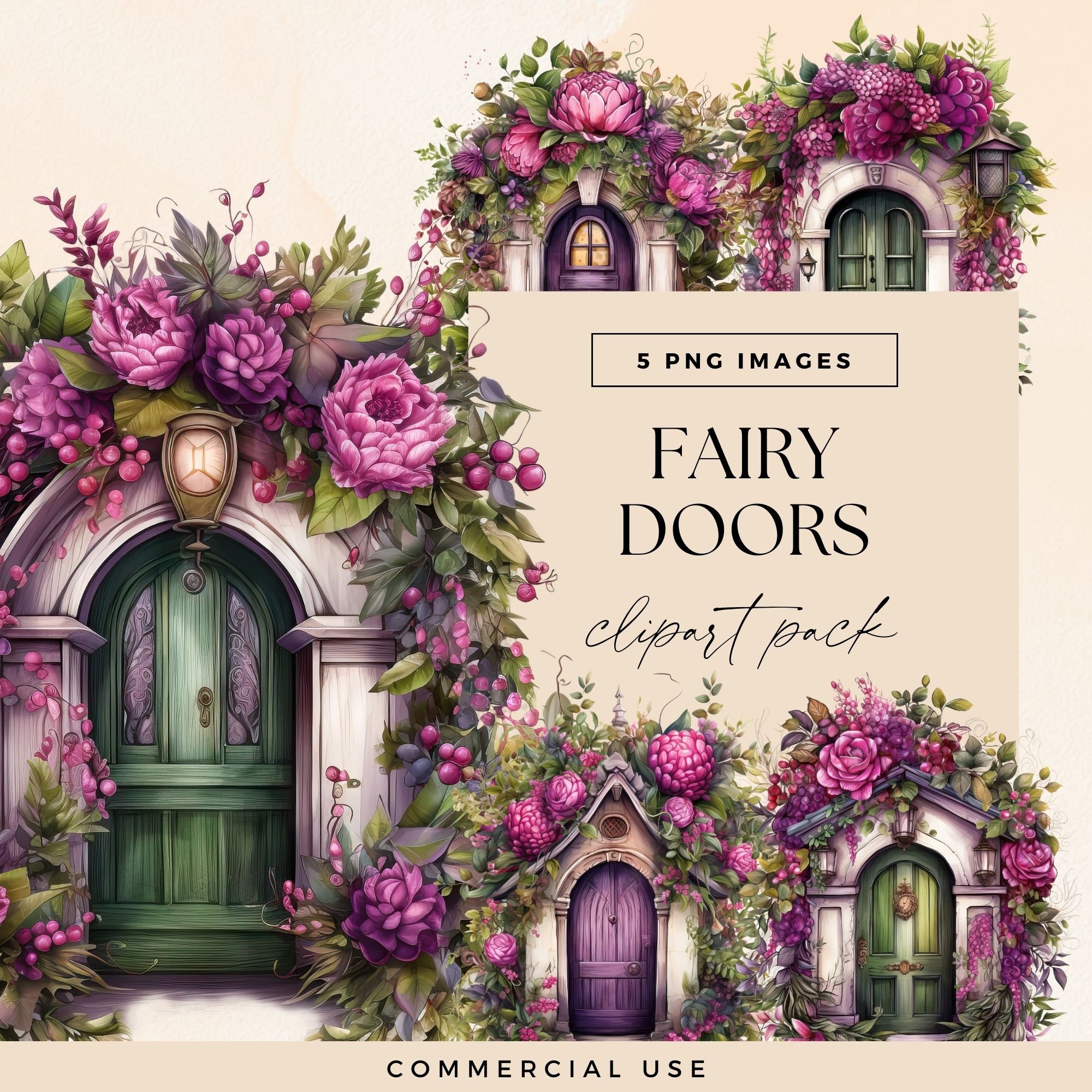 Fairy Door Clipart Bundle Secret Garden Clip Art Watercolour - Etsy