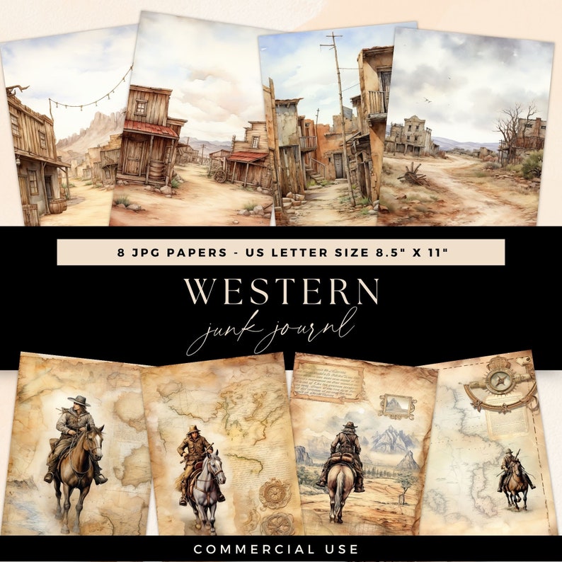 Western Junk Journal Kit Cowboy Map Pages Digital DOWNLOAD - Etsy