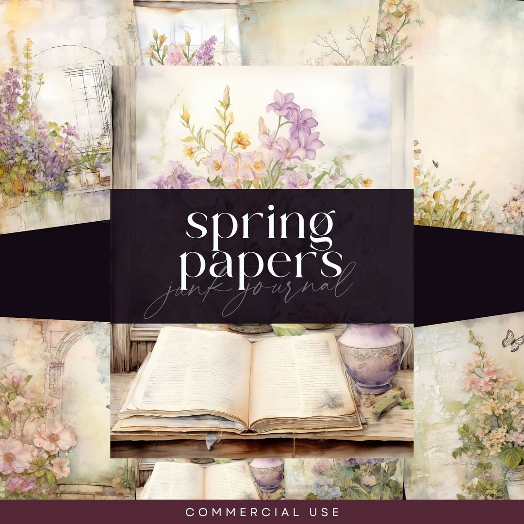 Spring Flowers Junk Journal, Vintage Pastel Floral Papers, DIGTIAL ...