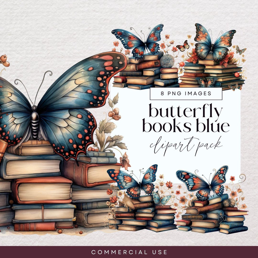 Book Worm Clipart, Butterfly Book Pile Clip Art, Transparent PNG ...