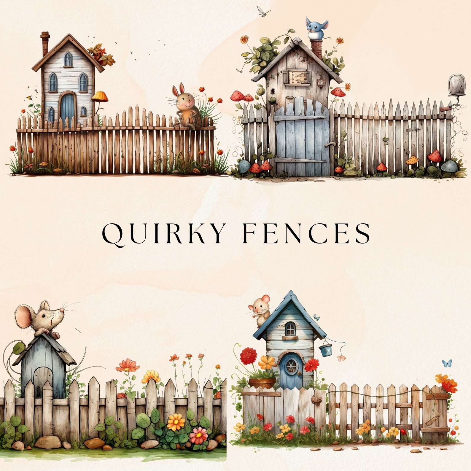 Spring Garden Fence Clipart, Transparent Pngs, Watercolor Cottage, Junk ...