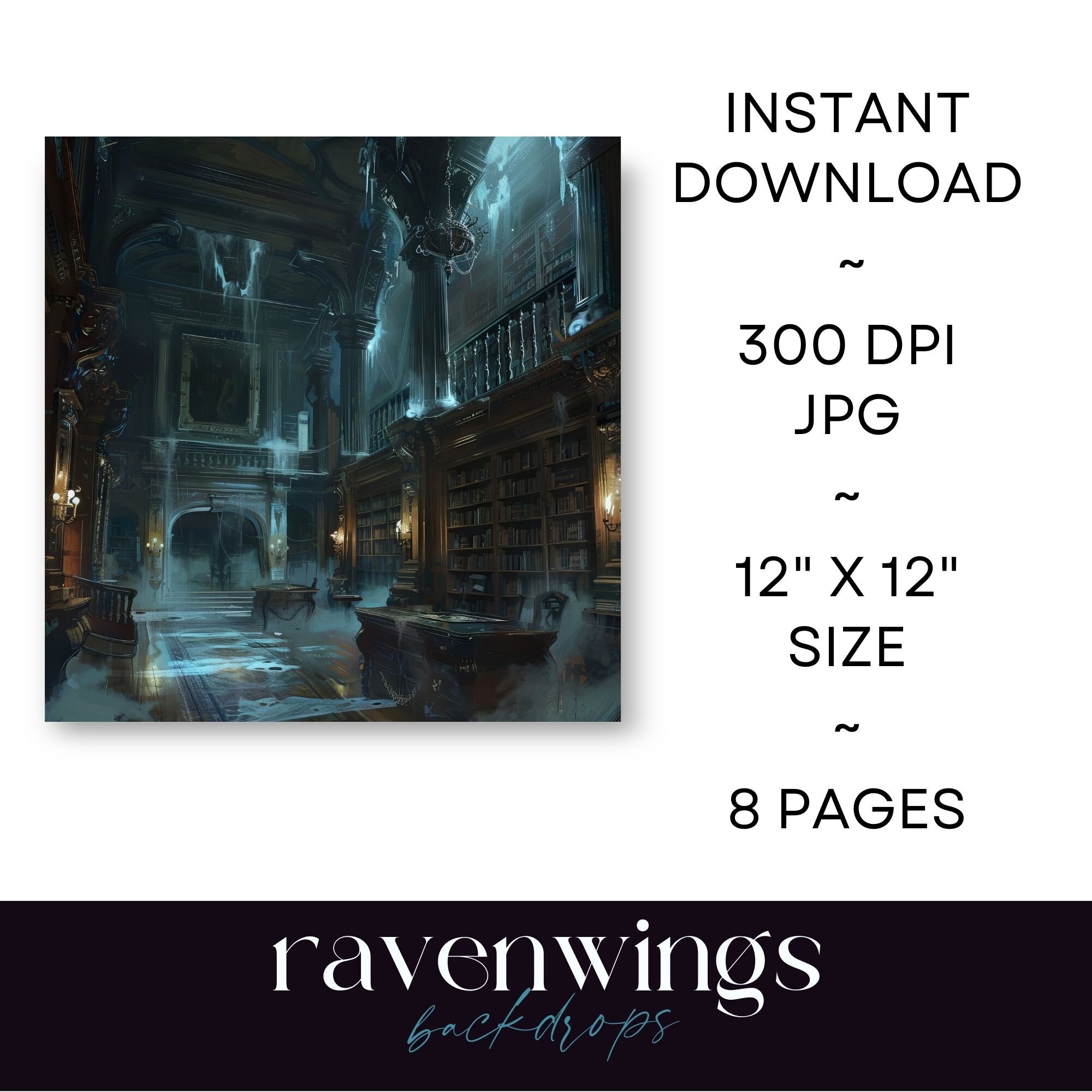 Spooky Library Junk Journal, Dark Backdrop Paper, Digital Download ...