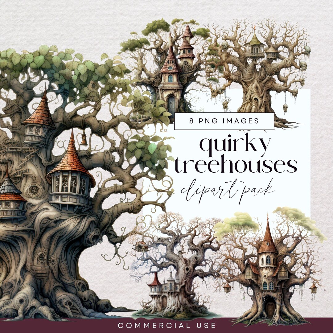 Quirky Tree House Clipart, Pngs, Treehouse Clip Art, Magical Woodlands ...