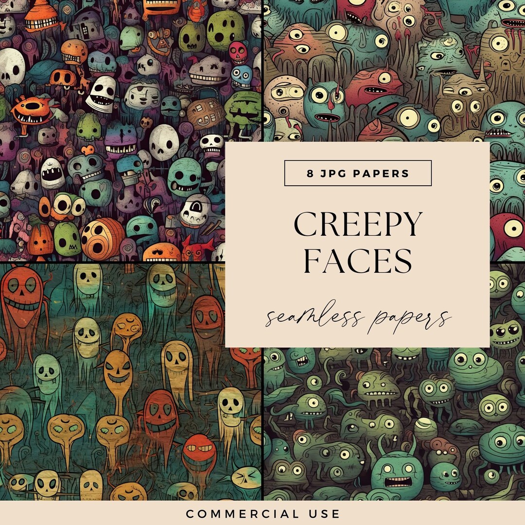 Creepy Digital Paper, JPG DOWNLOAD, Spooky Seamless Pattern, Halloween ...
