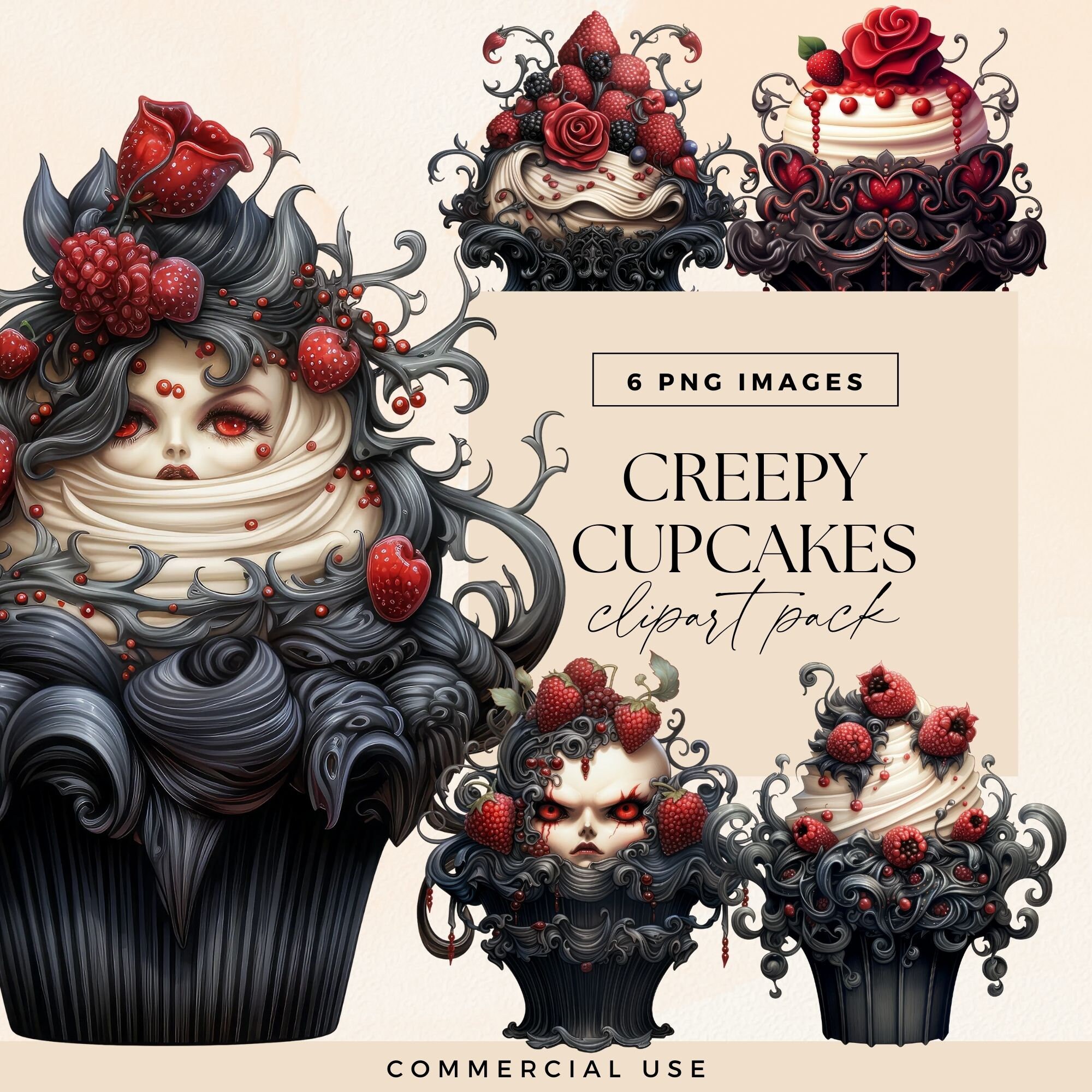 Creepy Birthday Cupcake Clipart, Transparent PNG, Gothic Party ...