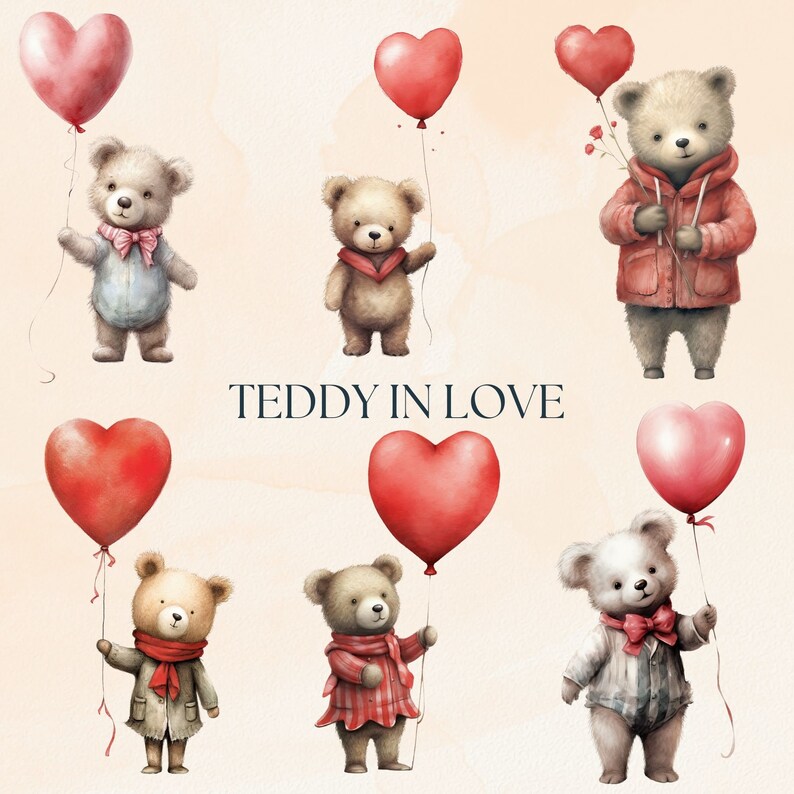 Valentine Bear Clipart, Red Love Heart Balloon Clip Art, Transparent ...