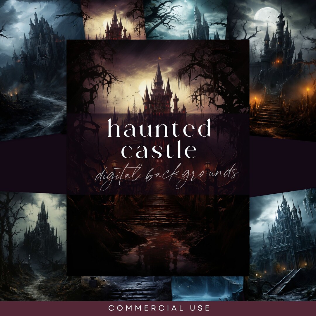 Haunted Castle Junk Journal, Dark Backdrop Paper, Digital Download ...