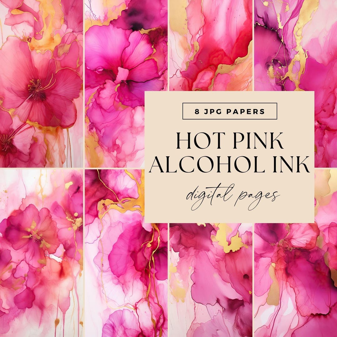 Hot Pink Digital Alcohol Ink Digital Pages, Clipart Textures, Colourful ...