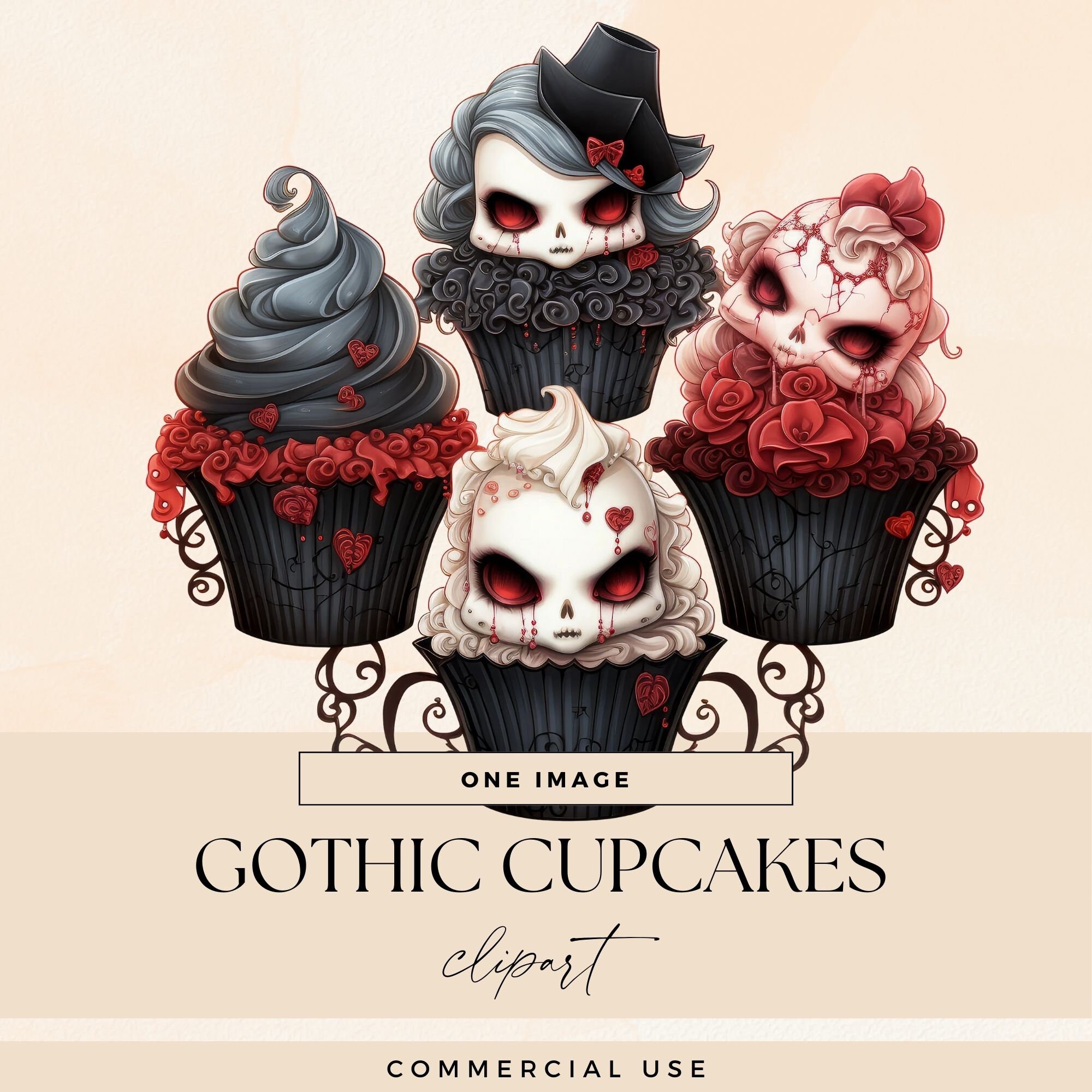 Creepy Gothic Cupcake Clipart, Transparent Pngs, Birthday Invitation ...