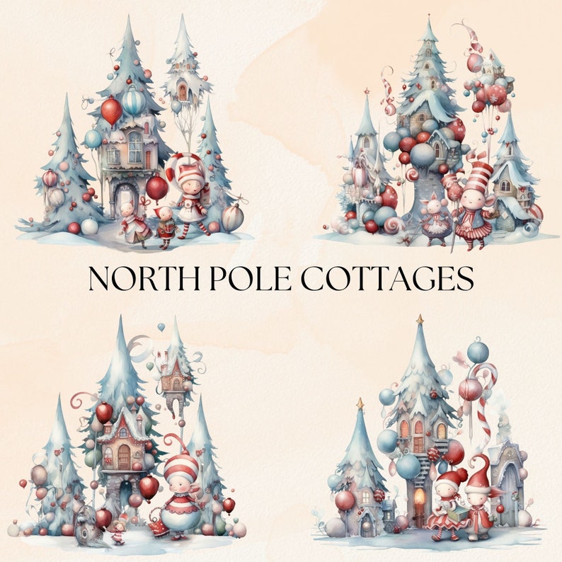 Christmas North Pole Clipart, Santa Cottage Clip Art, Winter House ...