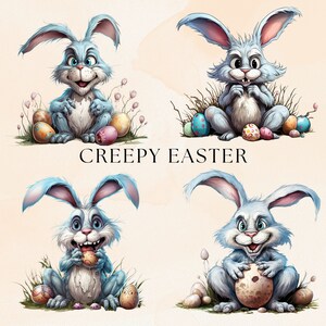 Creepy Easter PNG Clipart, Quirky Bunny Clip Art, Evil Rabbit Junk ...