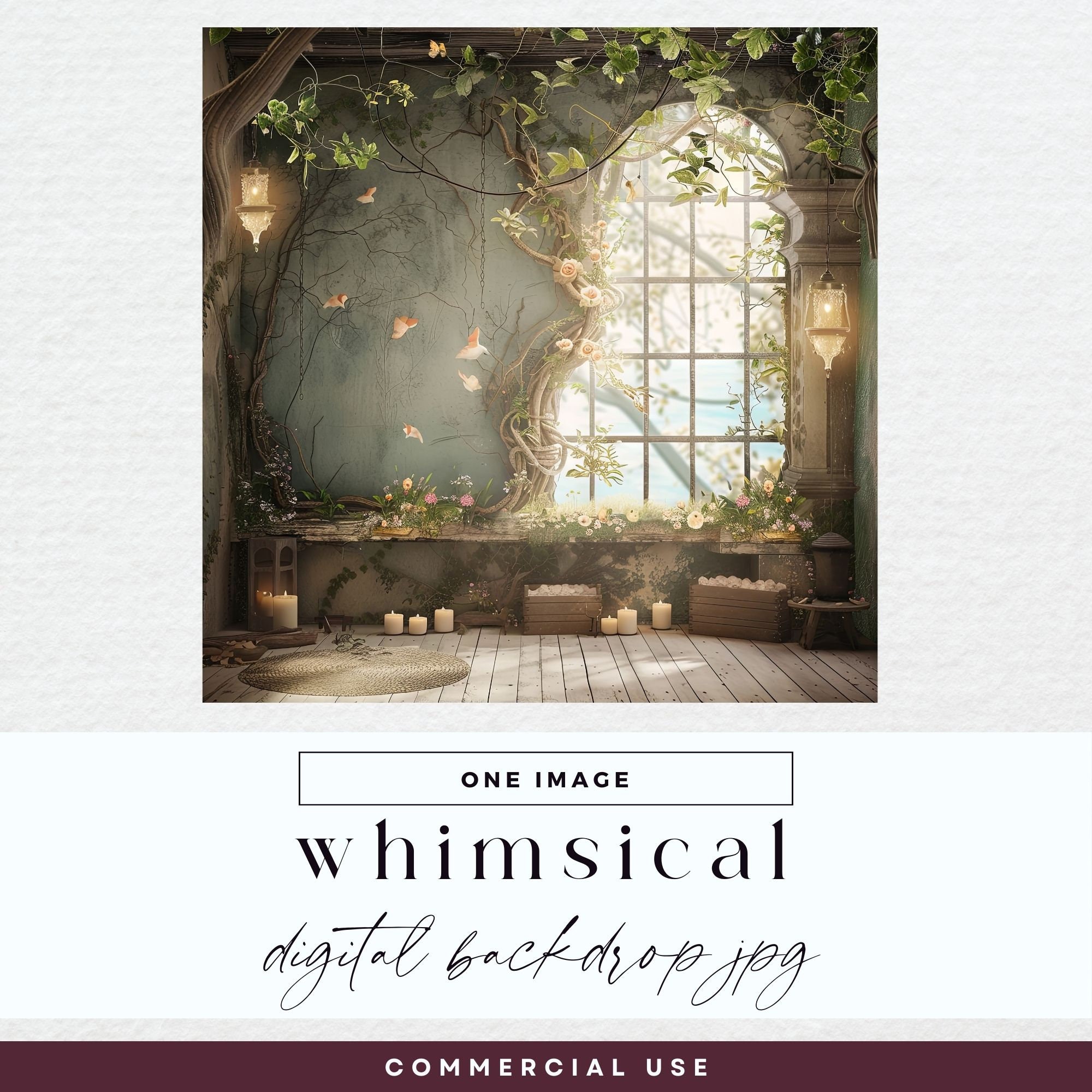 Spring Window Backdrop Digital, DOWNLOAD, Whimsical Scene Photography ...