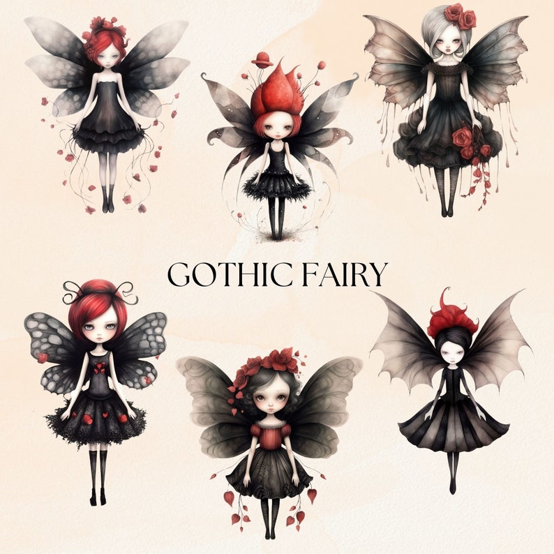 Gothc Fairy Clipart, Dark Fae Clipart Pack, Transparent PNG ...