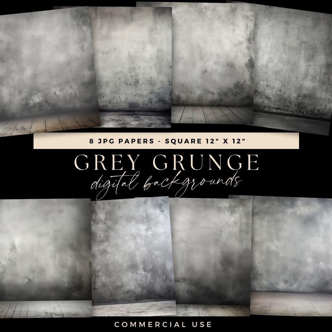 Grey Grunge Wall Digital Backdrop, Textured Neutral Background, Urban ...