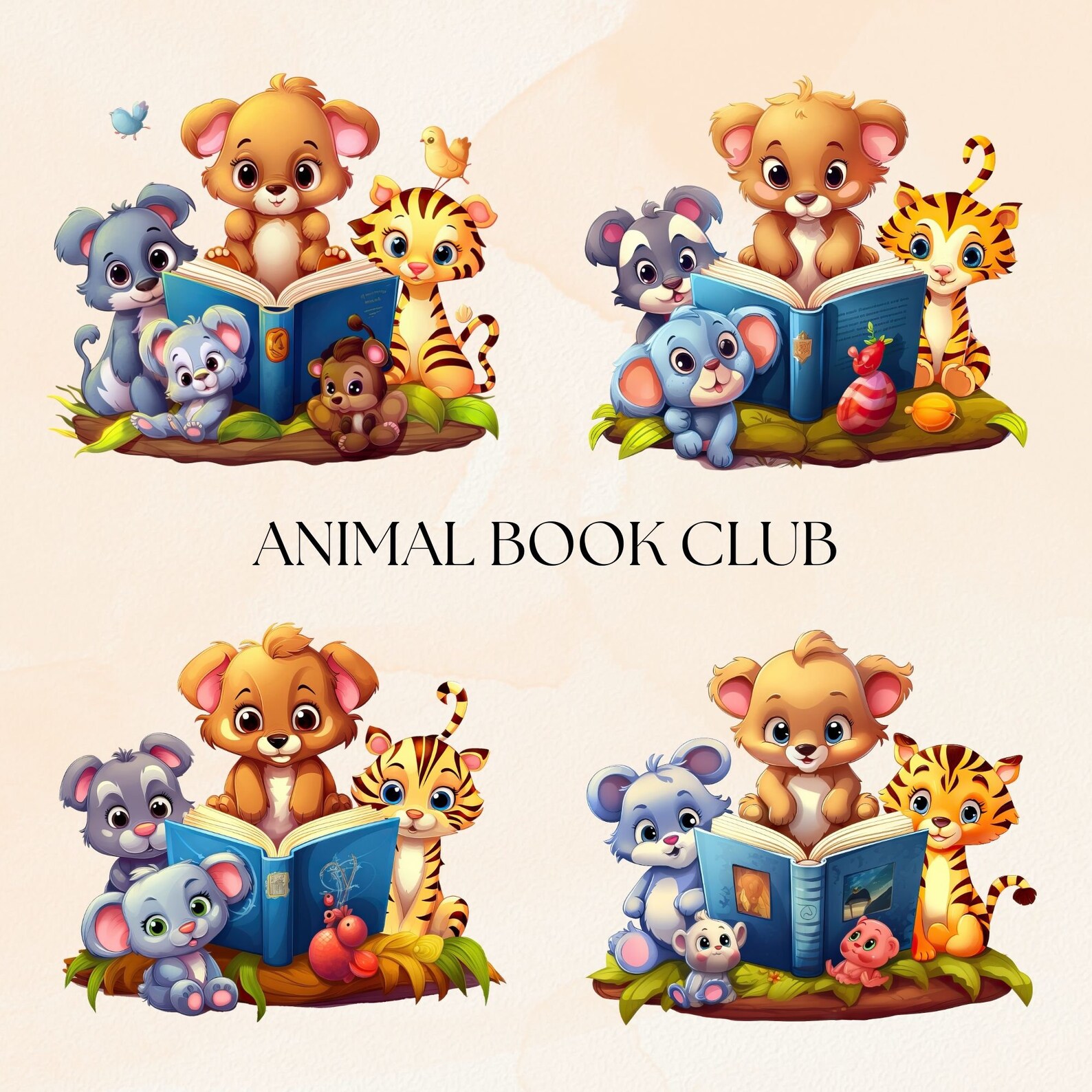 Animals With Books Clipart, Bookworm Clip Art, Transparent Pngs, Jungle ...