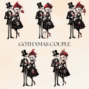 Gothic Couple Clipart, Transparent Pngs, Dark Xmas Couple Clip Art ...