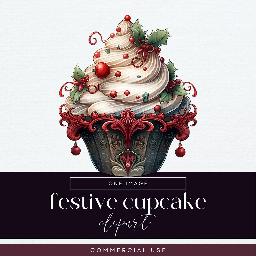 Gothic Oranate Cupcake Clipart, Goth Decor Holiday Party Invitation ...