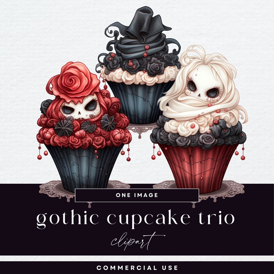 Gothic Cupcake Clipart, Transparent PNG, Spooky Birthday Invitation ...