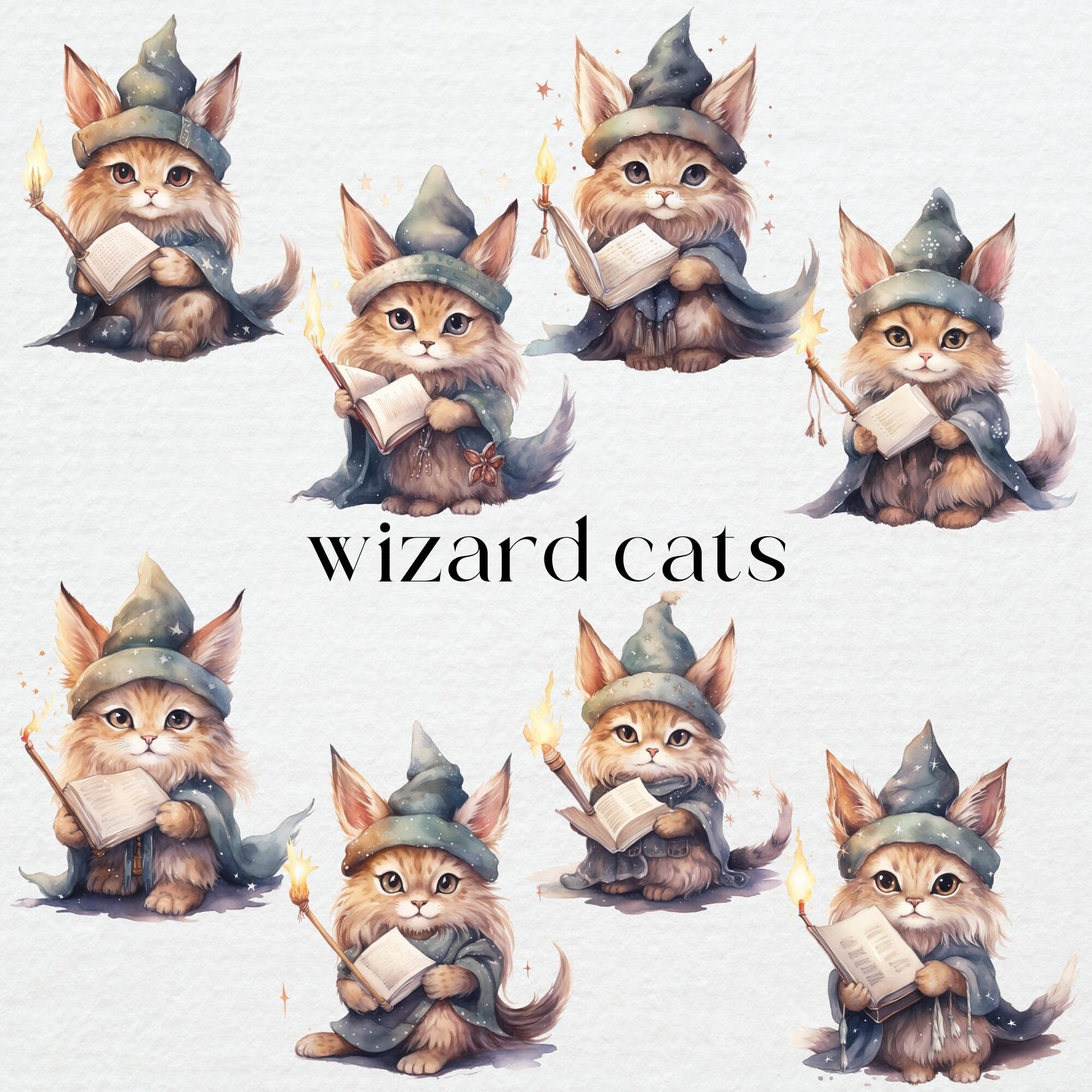 Magical Wizard Cats Clipart, Transparent PNG, Fun Feline Creatures ...