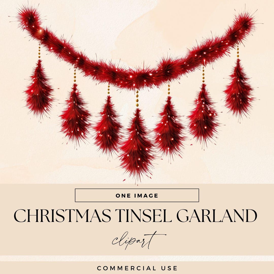 Christmas Tinsel Clipart, Transparent Pngs, Red Festive Garland Clip ...