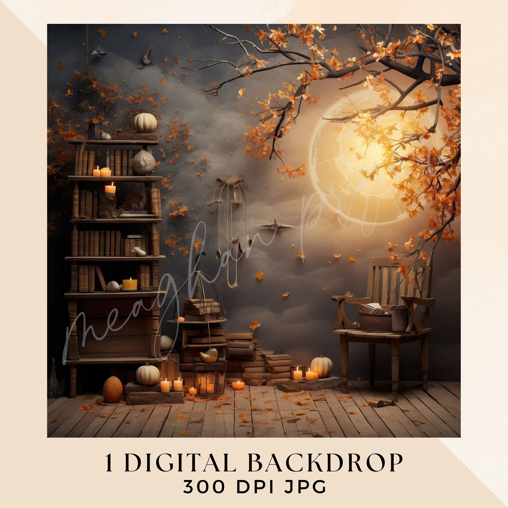 Autumn Backdrop Digital, INSTANT DOWNLOAD, Whimsical Photography, Fall Studio Background Overlay ...