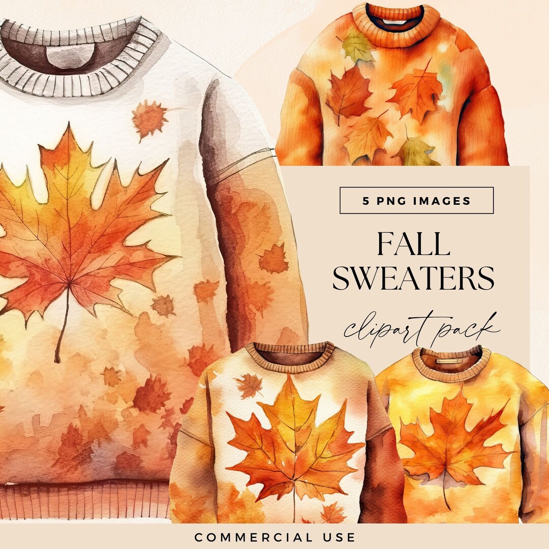 Fall Sweater Clipart Bundle, Autumn Leaves Sweater Clip Art ...