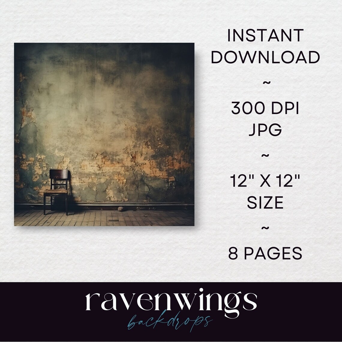 Grunge Studio Backdrop With Chair, Wall Digital Background, Urban ...