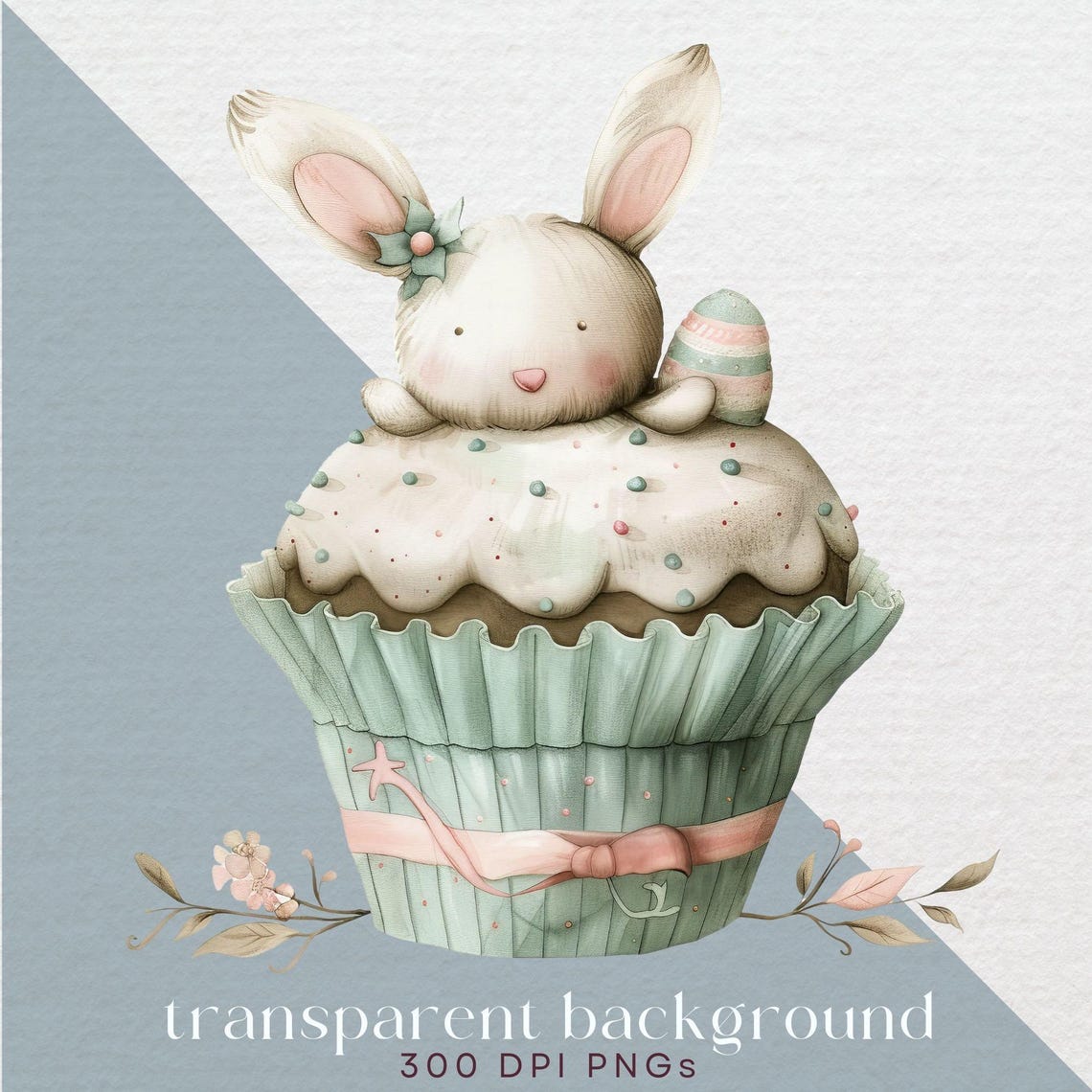 Watercolour Easter Cupcake Clipart, Transparent PNG, Pastel Easter ...