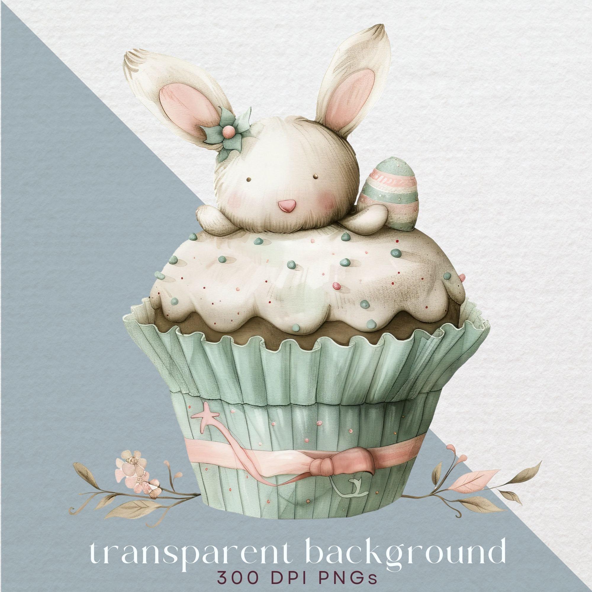 Watercolour Easter Cupcake Clipart, Transparent PNG, Pastel Easter ...