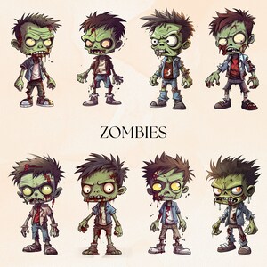 Clipart Bundle Zombie, Halloween Characters Clip Art Pack, Horror ...