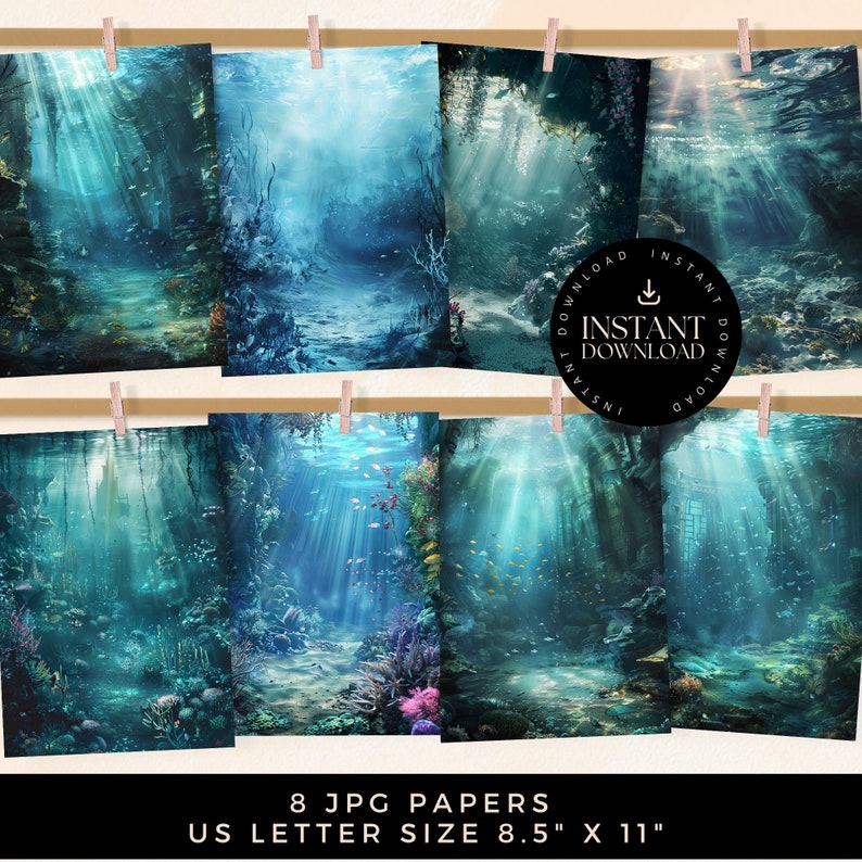 Ocean Theme Background, Under Sea Digital Backdrop, Underwater Overlay ...