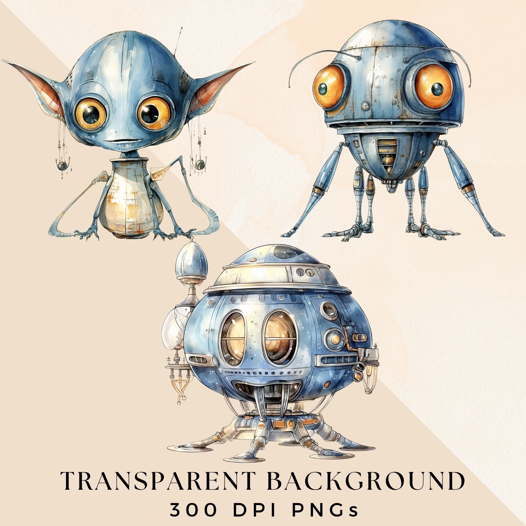 Ufo Alien Clipart Pack, Spaceship Clip Art, Transparent Pngs, Outer ...