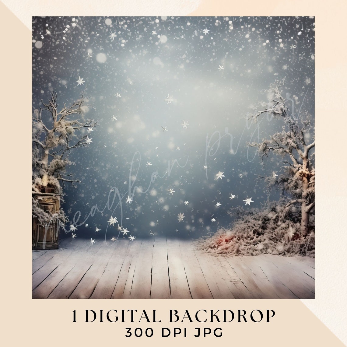 Winter Snow Scene Photo Backdrop, INSTANT DOWNLOAD, Digital Studio ...