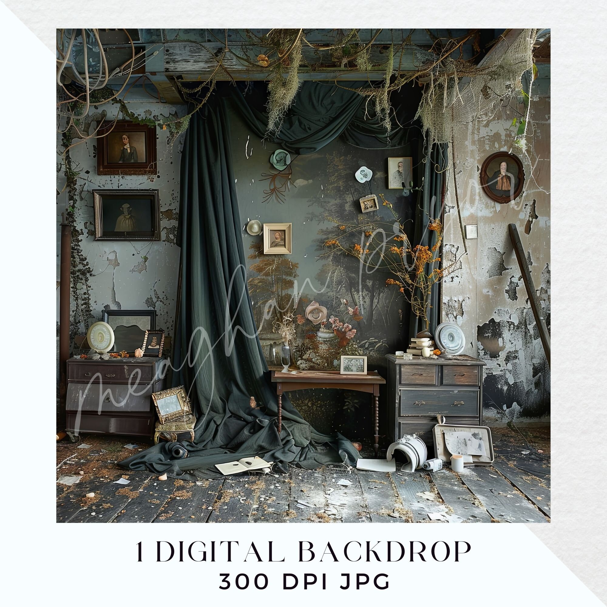 Vintage Messy Room Backdrop Digital, INSTANT DOWNLOAD, Whimsical ...