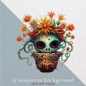 Creepy Halloween Plants Clipart, Transparent PNG, Gothic Party ...