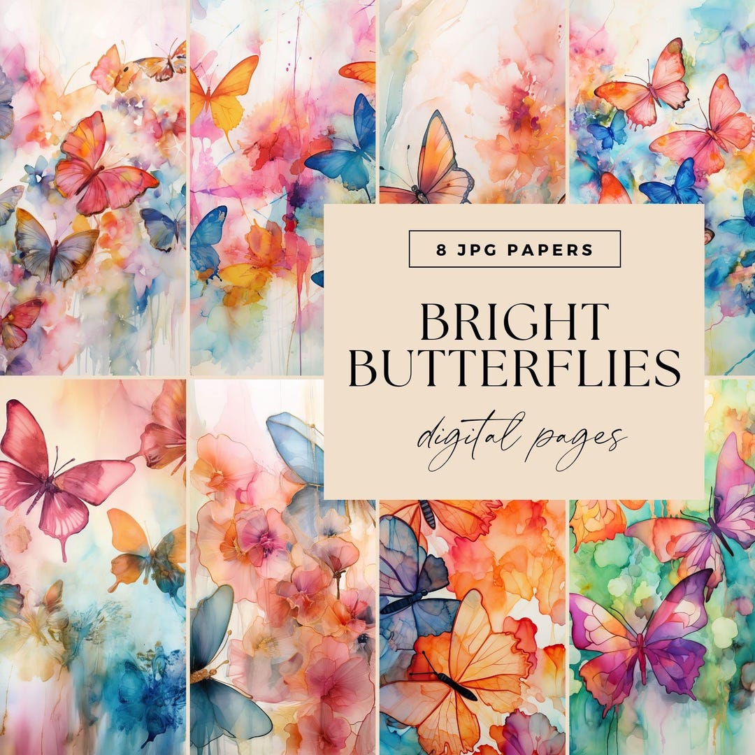 Bright Butterfly Alcohol Ink Backgrounds, INSTANT DOWNLOAD, Junk ...